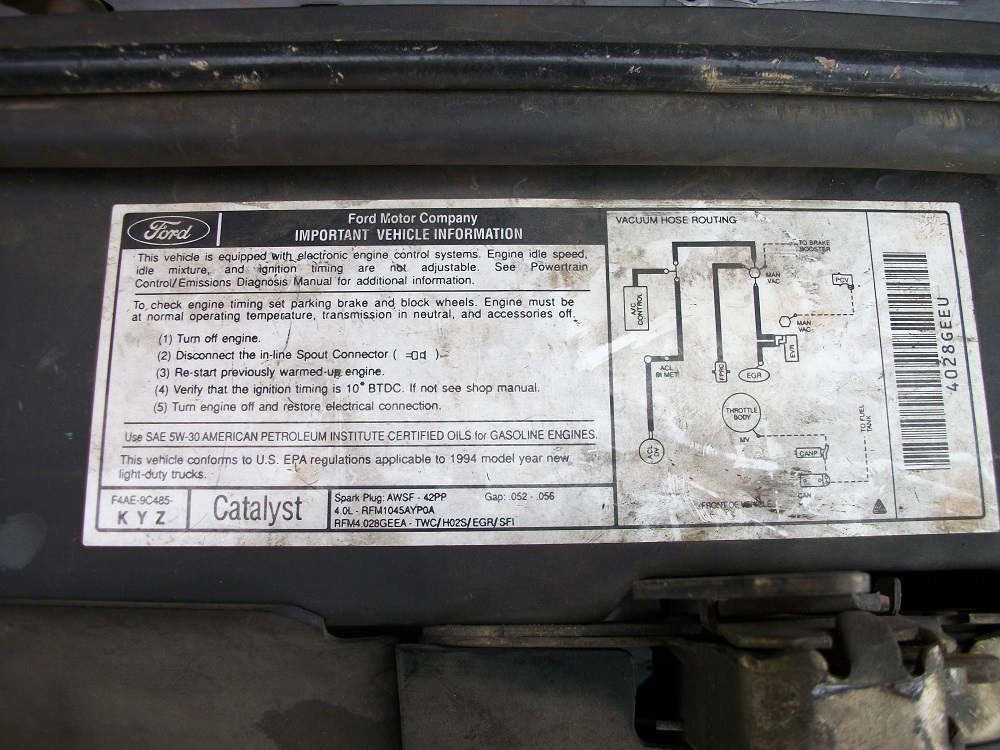 Under hood stickers needed | The Ranger Station