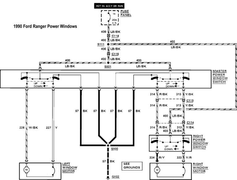 1985-2011 Ford Ranger Power Window Wiring Diagrams - The Ranger Station