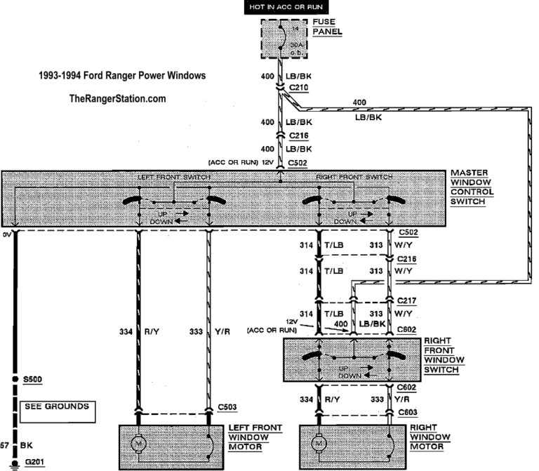 1985-2011 Ford Ranger Power Window Wiring Diagrams - The Ranger Station