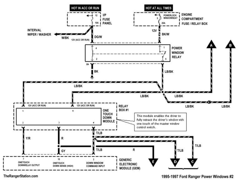 1985-2011 Ford Ranger Power Window Wiring Diagrams - The Ranger Station