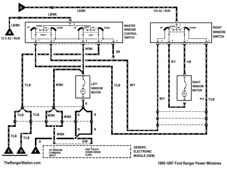 1985-2011 Ford Ranger Power Window Wiring Diagrams - The Ranger Station