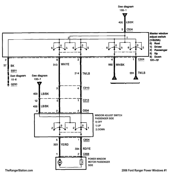 1985-2011 Ford Ranger Power Window Wiring Diagrams - The Ranger Station