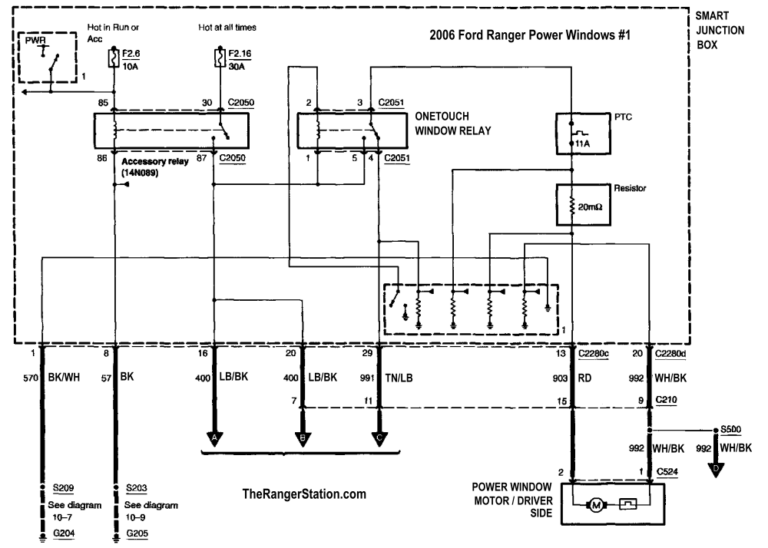 1985-2011 Ford Ranger Power Window Wiring Diagrams - The Ranger Station