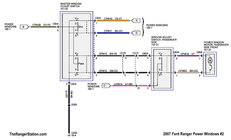 1985-2011 Ford Ranger Power Window Wiring Diagrams - The Ranger Station