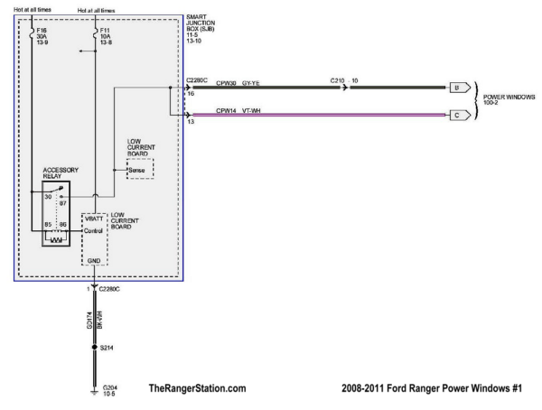 1985-2011 Ford Ranger Power Window Wiring Diagrams - The Ranger Station